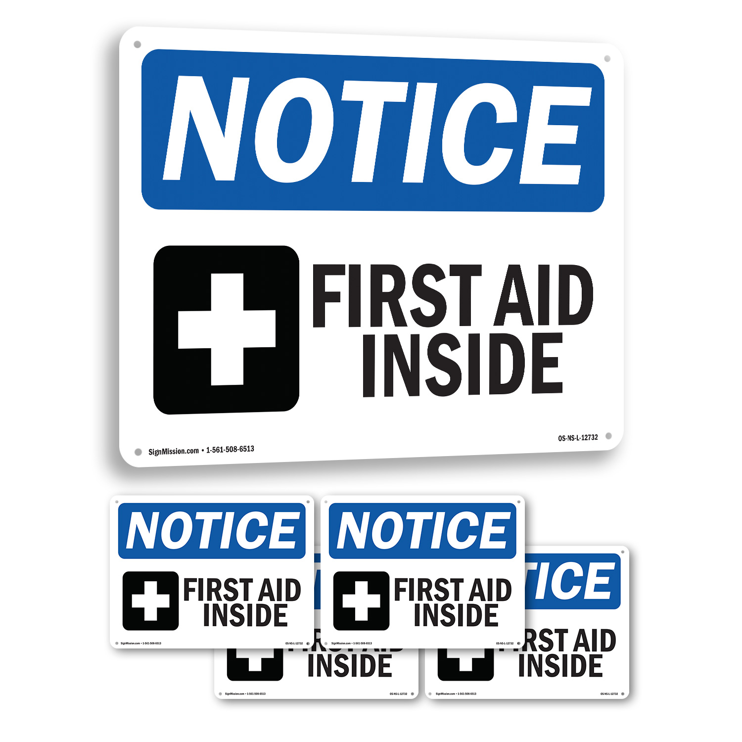 First Aid Inside OSHA Notice Aluminum Sign 10 Inch x 7 Inch - 5 Pack ...