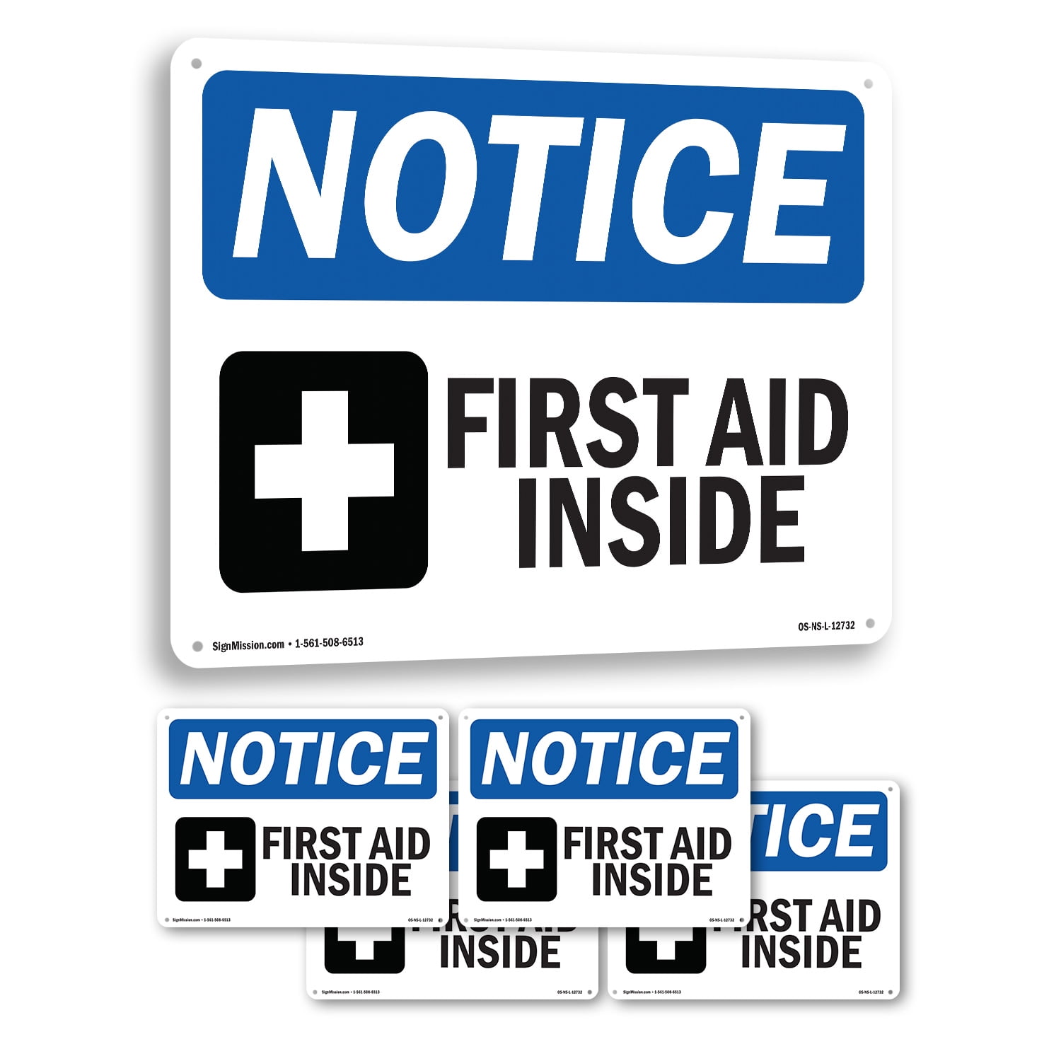 First Aid Inside OSHA Notice Rigid Plastic Sign 24 Inch x 18 Inch - 5 ...