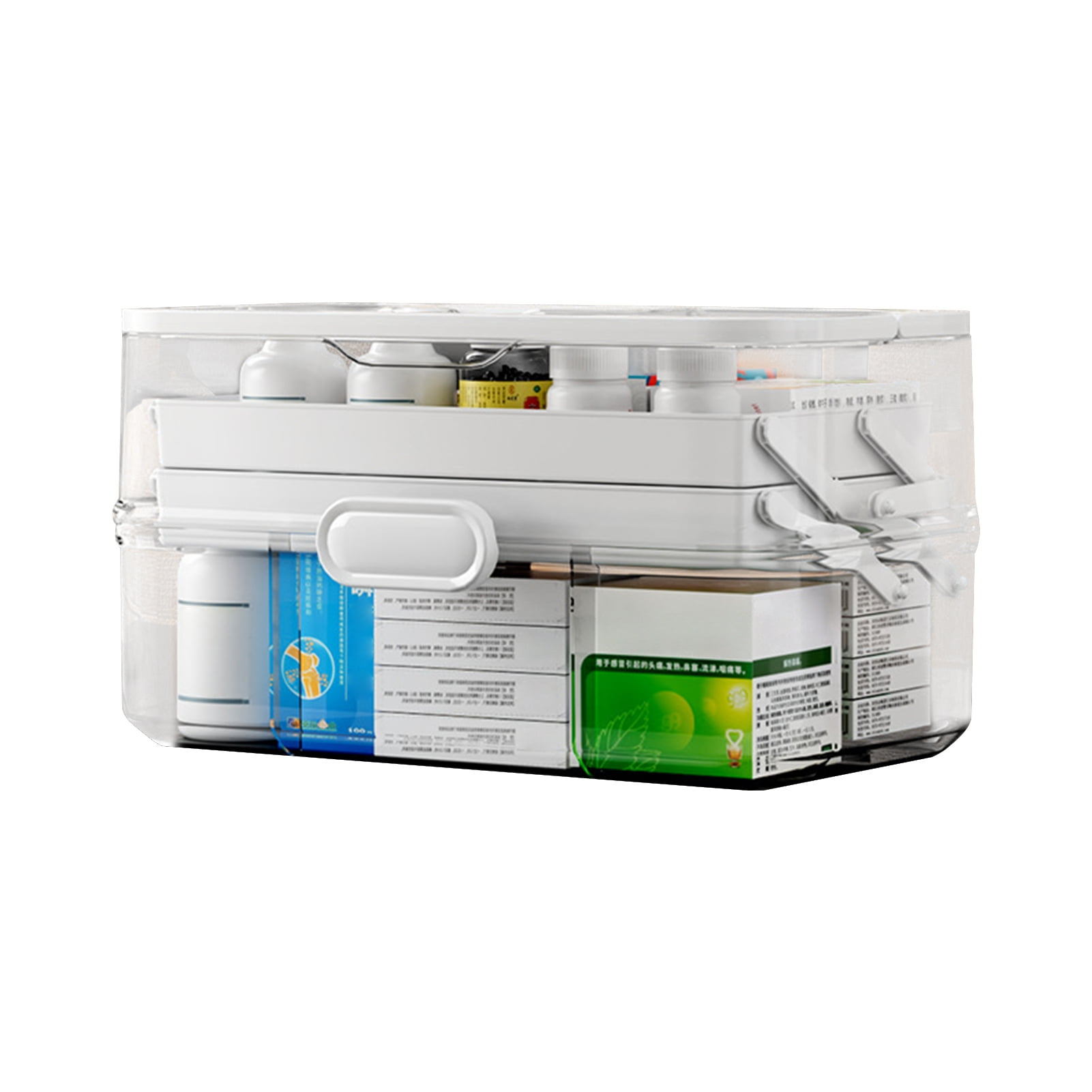 First Aid Kit 3-tier Portable Medicine Storage Box Dustproof ...