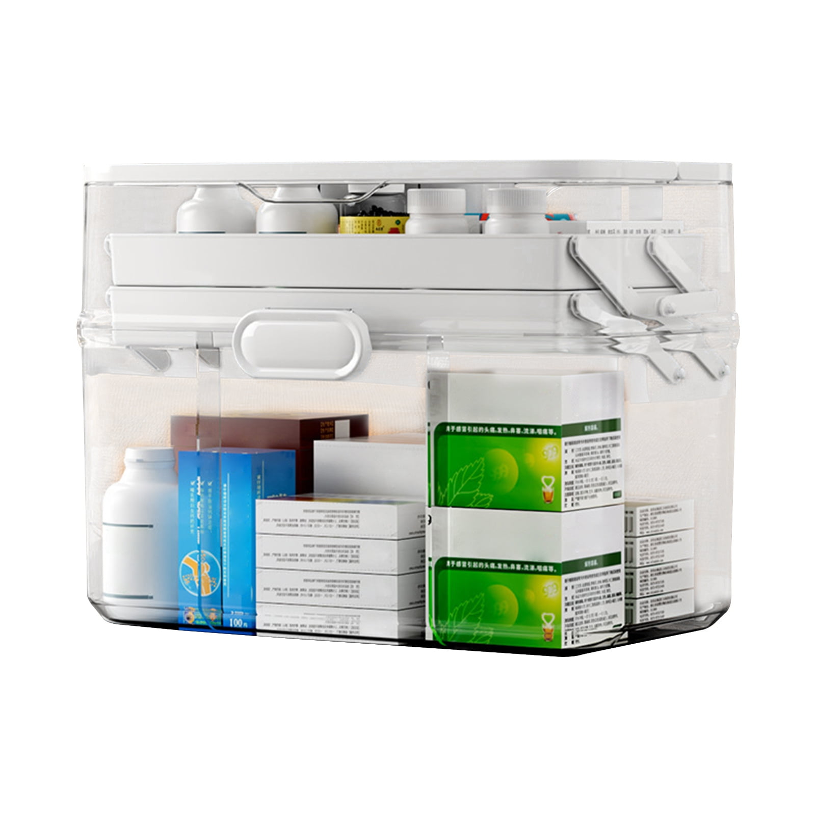 First Aid Kit 3-tier Portable Medicine Storage Box Dustproof ...