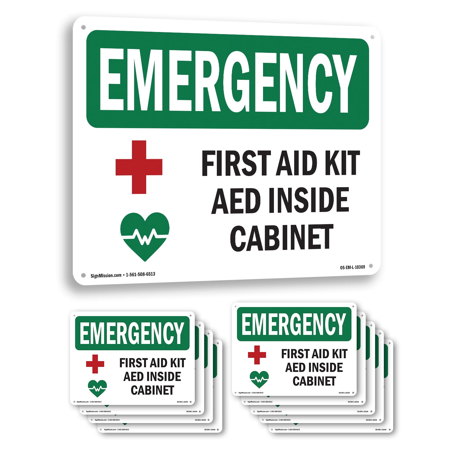 First Aid Kit AED Inside Cabinet With Symbol OSHA Emergency Aluminum ...