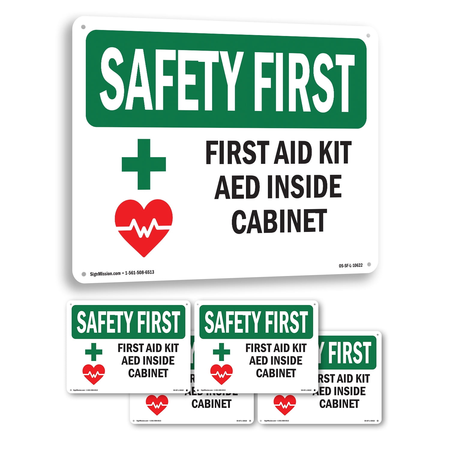First Aid Kit AED Inside Cabinet With Symbol OSHA SAFETY FIRST Aluminum ...