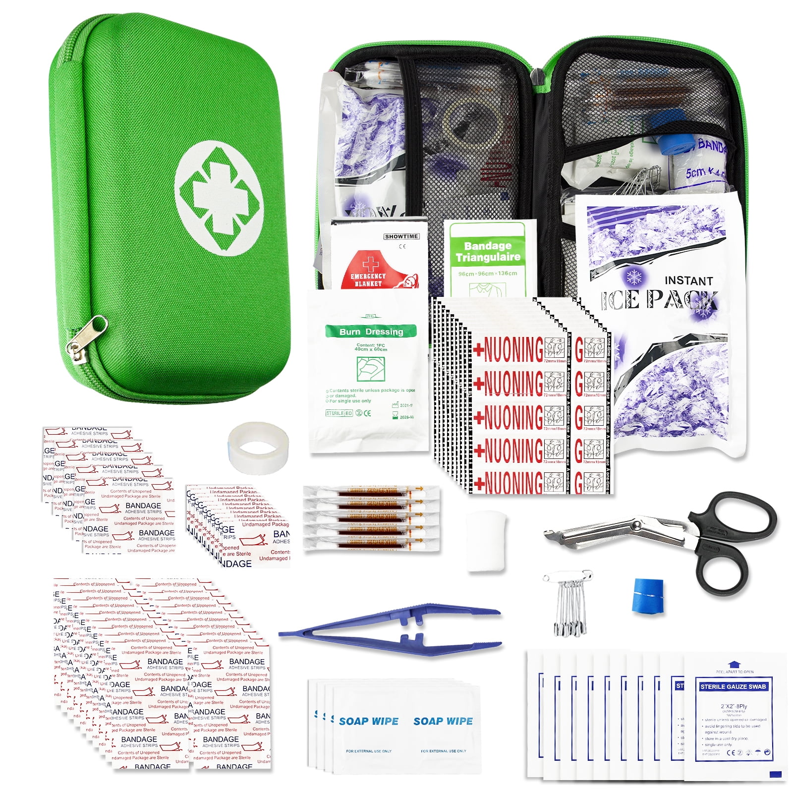 First Aid Kit Emergency Kit Camping Essentials Car-Home Green First-Aid ...