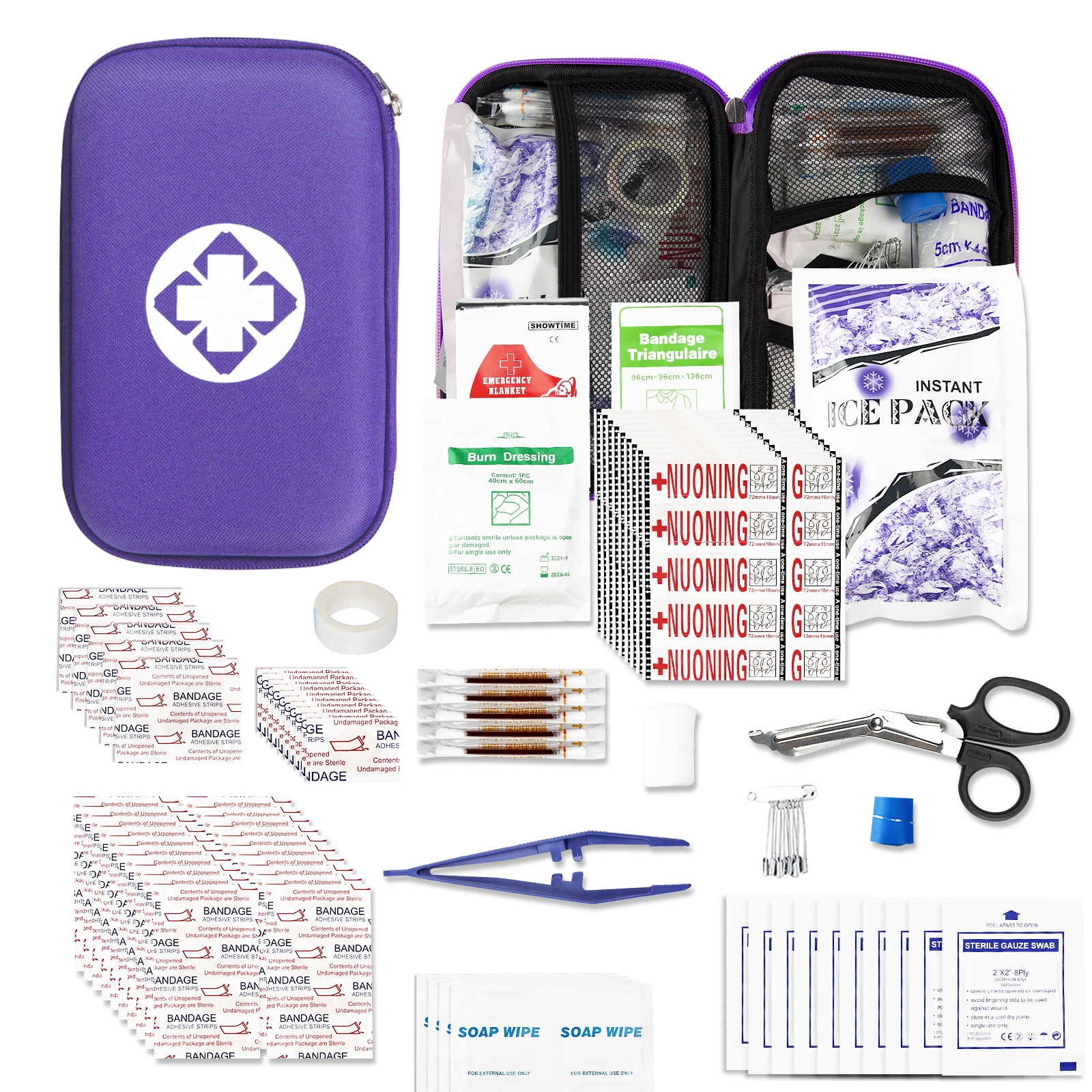 First Aid Kit Emergency Kit Camping Essentials Car-Home Purple First ...
