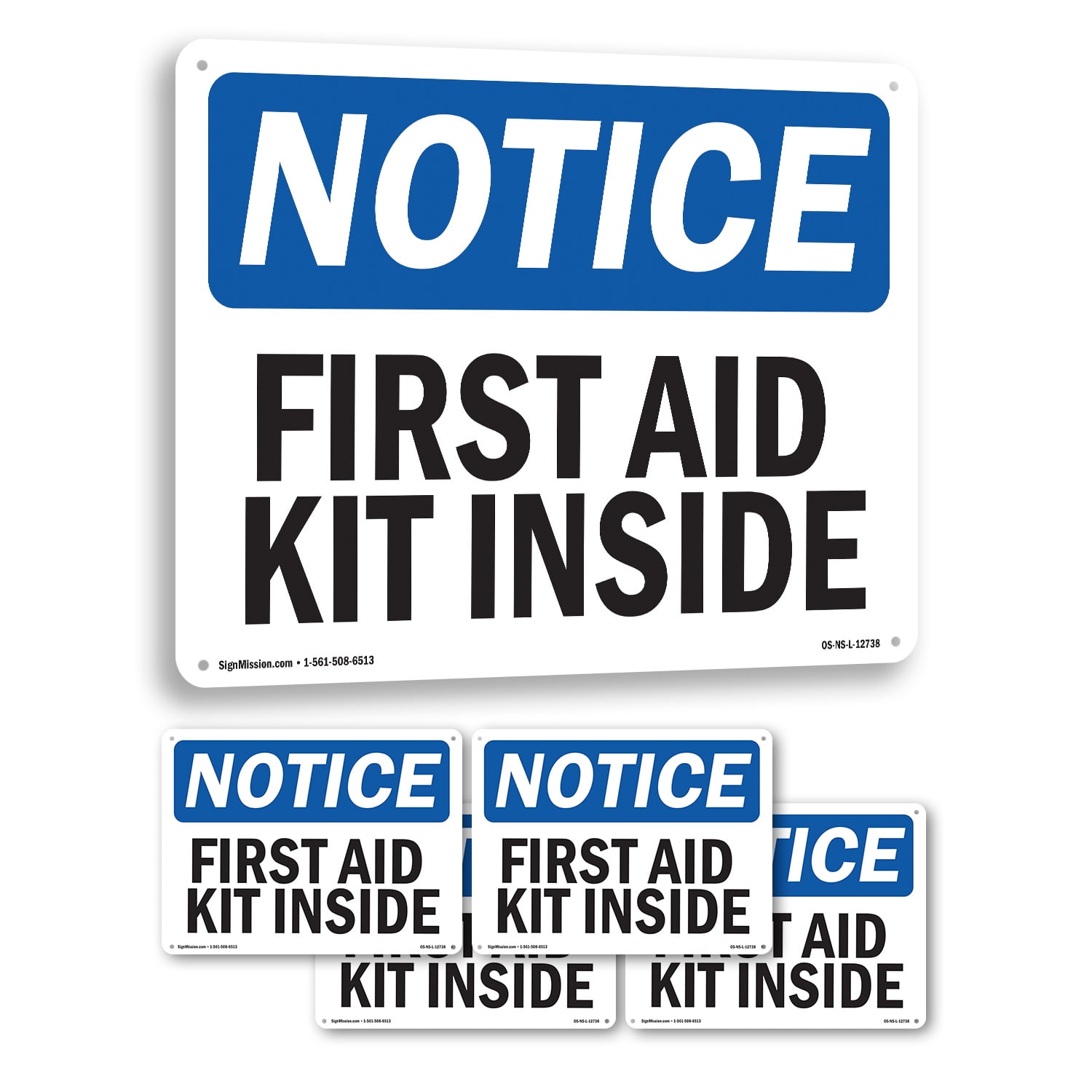 First Aid Kit Inside OSHA Notice Rigid Plastic Sign 24 Inch x 18 Inch ...