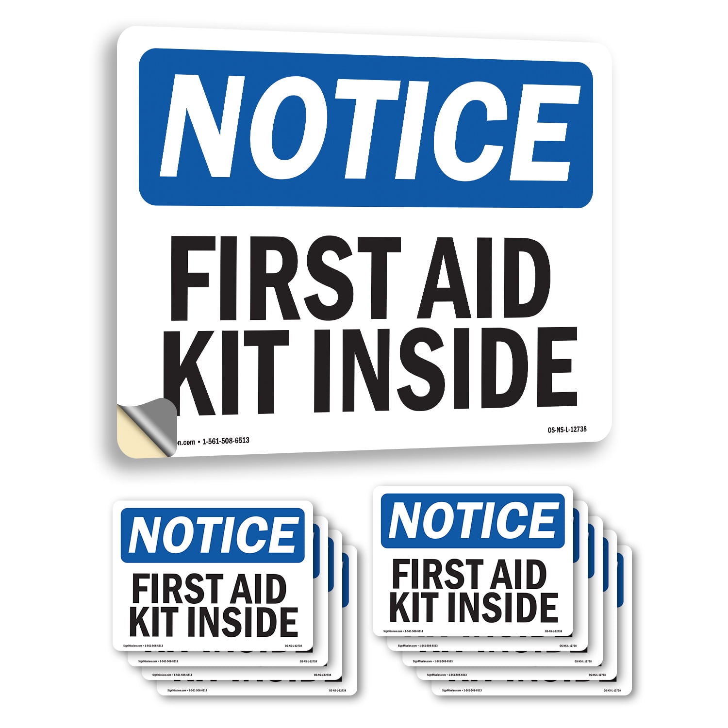 First Aid Kit Inside OSHA Notice Vinyl Decal Label 18 Inch x 12 Inch ...