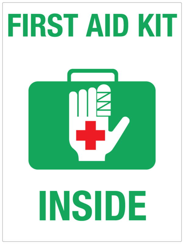 First Aid Kit Inside White Background Sign Metal 12"X8" Rust Free ...