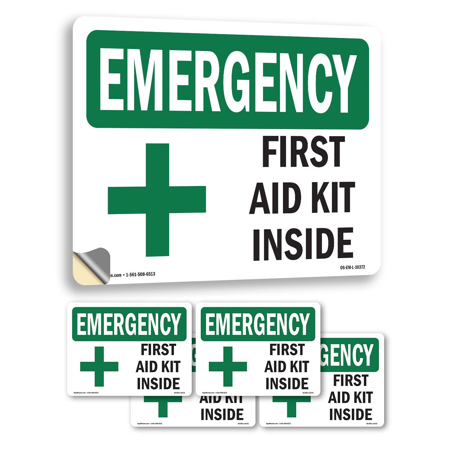 First Aid Kit Inside With Symbol OSHA Emergency Vinyl Decal Label 10 ...