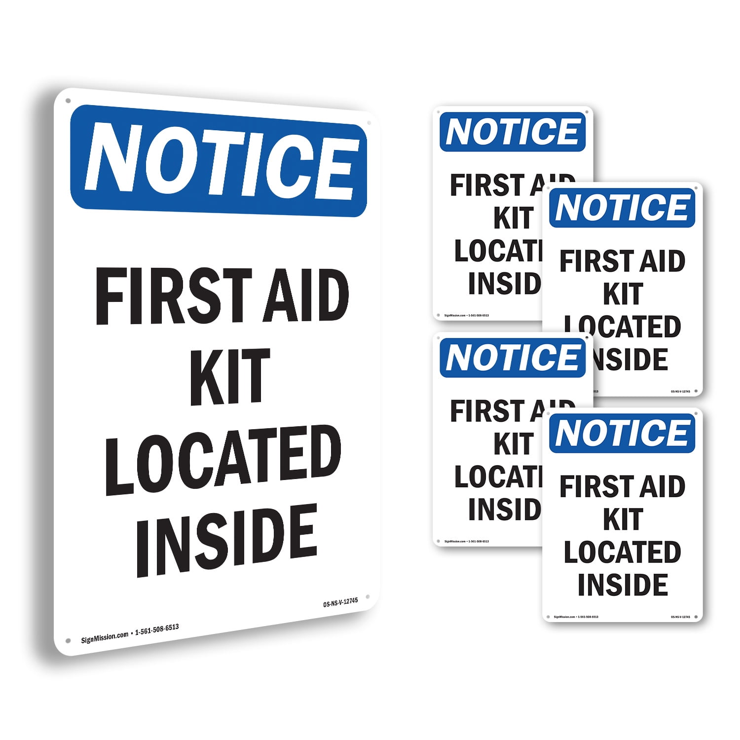 First Aid Kit Located Inside OSHA Notice Aluminum Sign 24 Inch x 18 ...