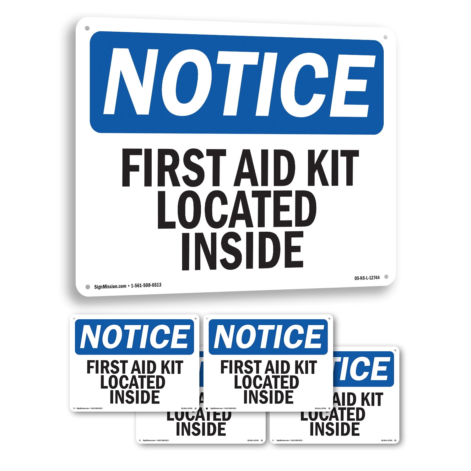 First Aid Kit Located Inside OSHA Notice Aluminum Sign 24 Inch x 18 ...