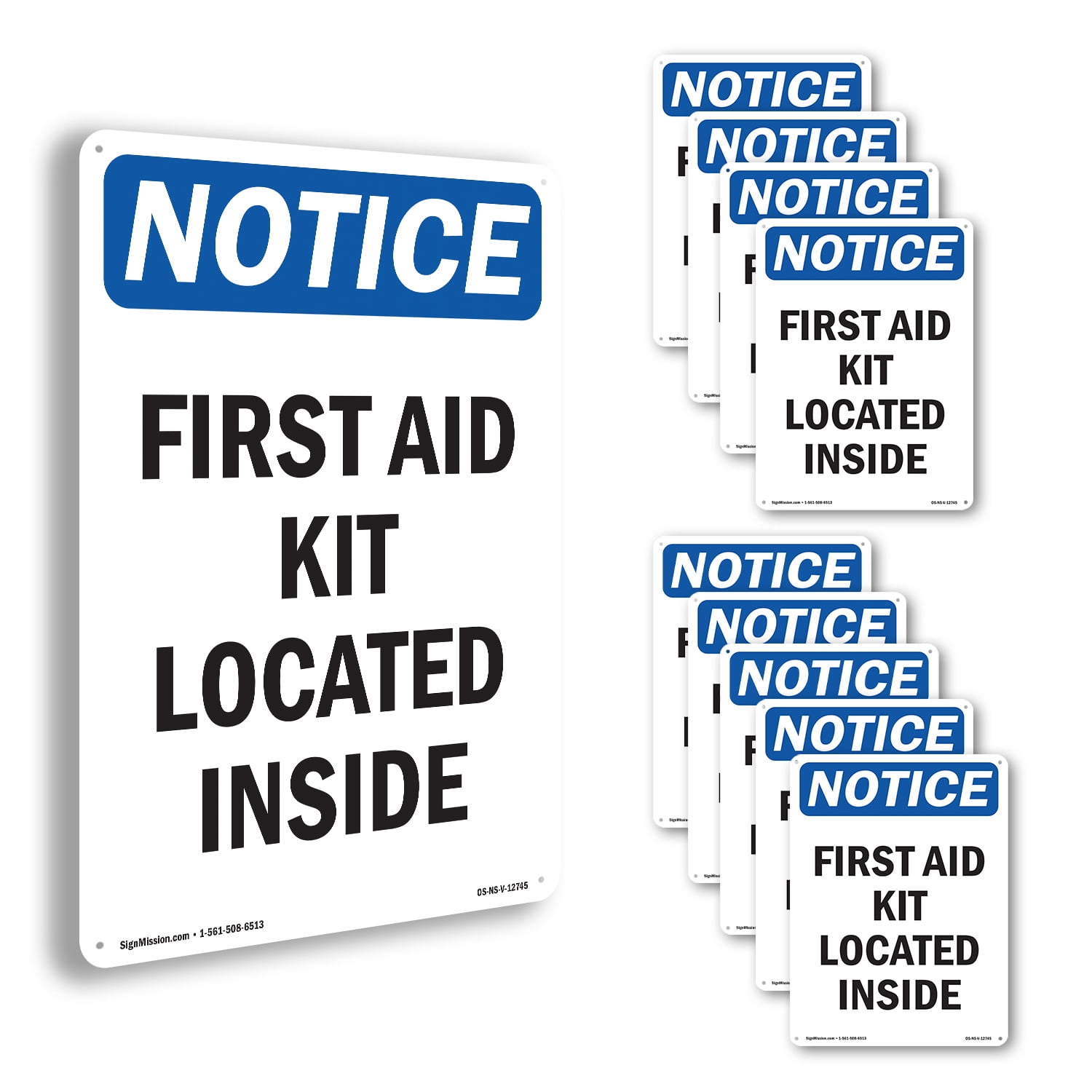 First Aid Kit Located Inside OSHA Notice Rigid Plastic Sign 24 Inch x ...
