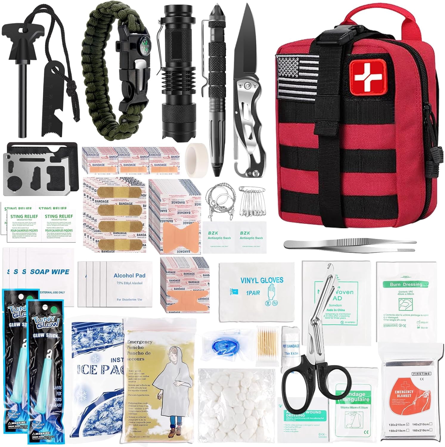 First Aid Kit, Molle Medical Pouch 288PCS Outdoor Emergency Gear and ...