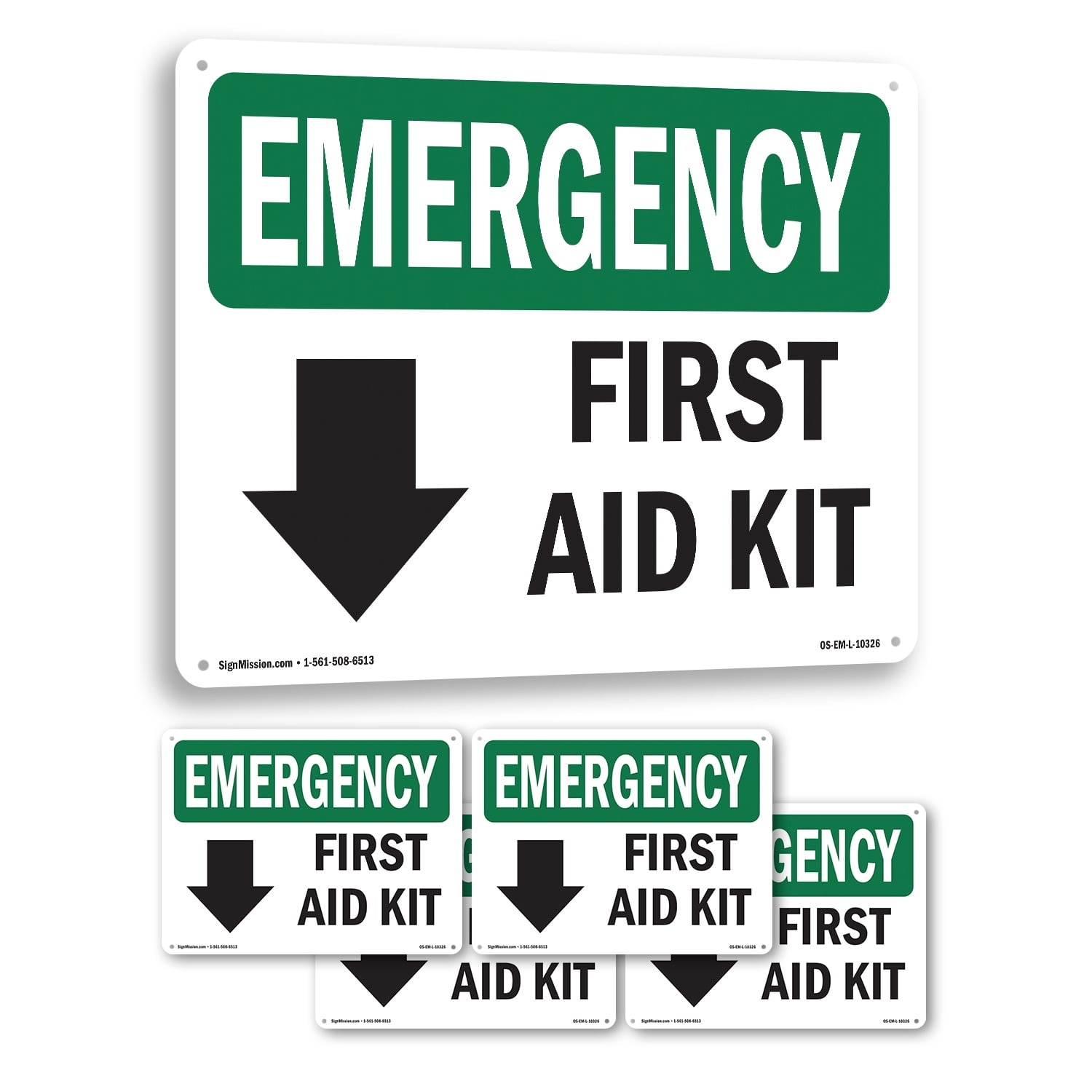 First Aid Kit OSHA Emergency Aluminum Sign 10 Inch x 7 Inch - 5 Pack ...