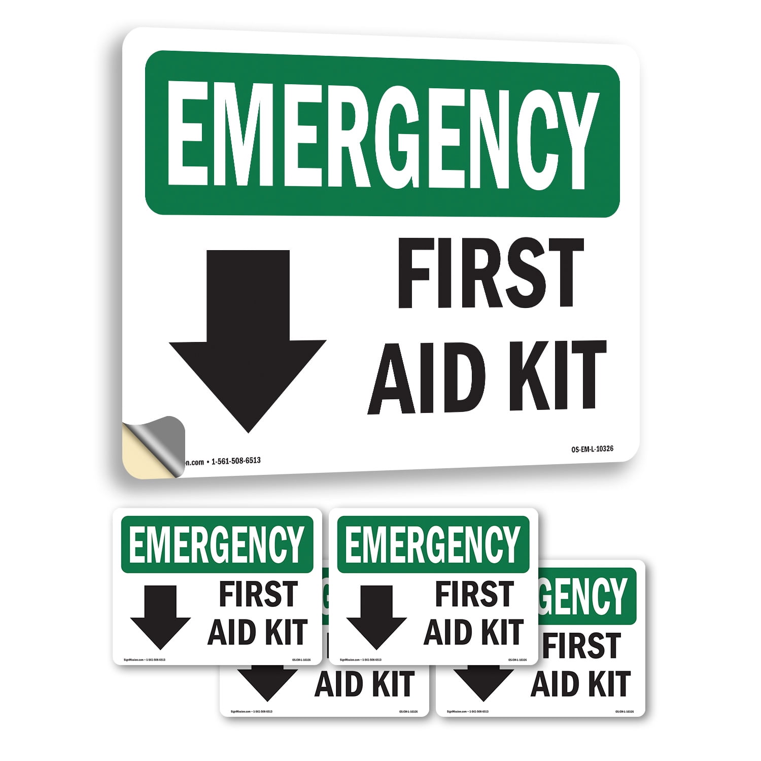 First Aid Kit OSHA Emergency Vinyl Decal Label 24 Inch x 18 Inch - 5 ...