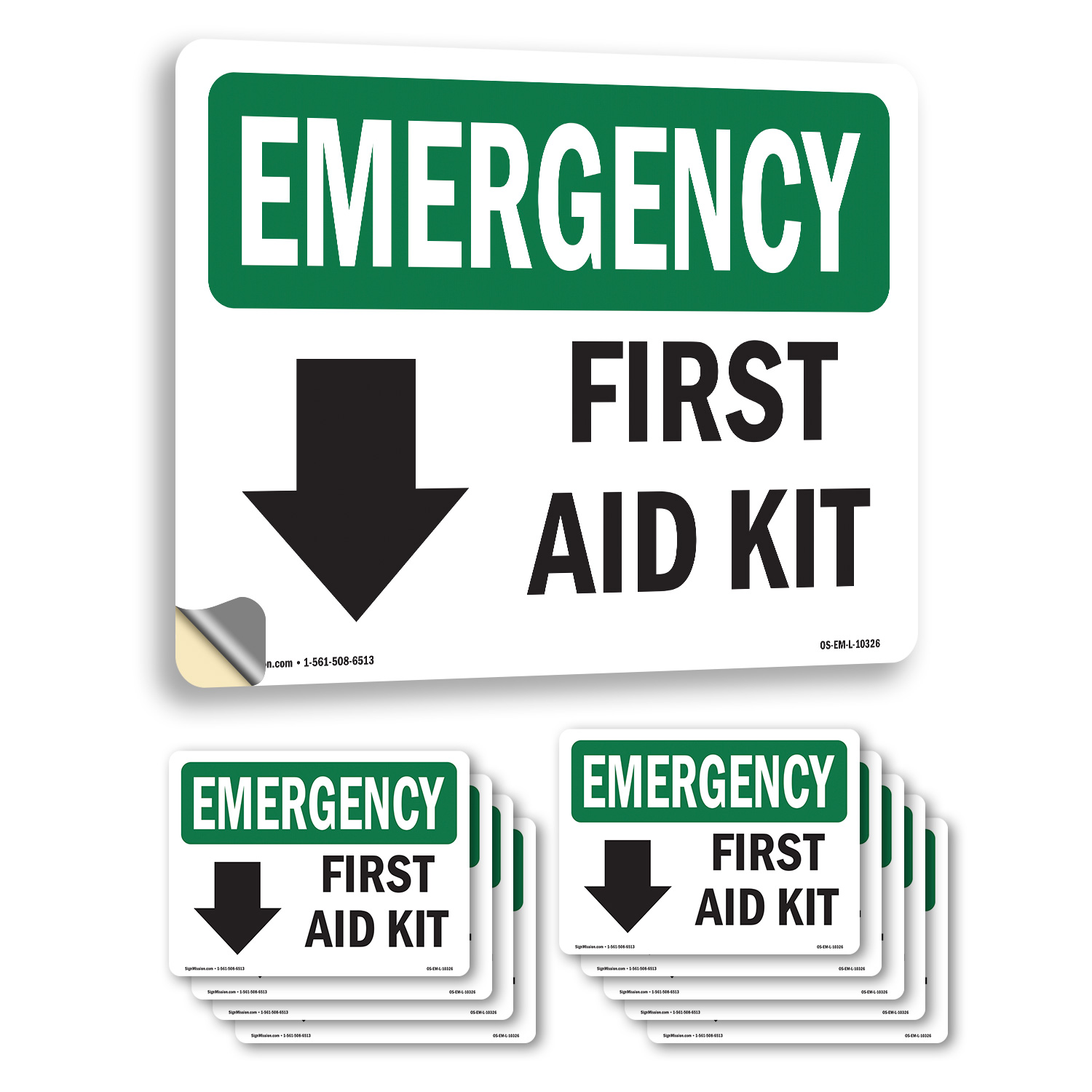 First Aid Kit OSHA Emergency Vinyl Decal Label 5 Inch x 3.5 Inch - 10 ...
