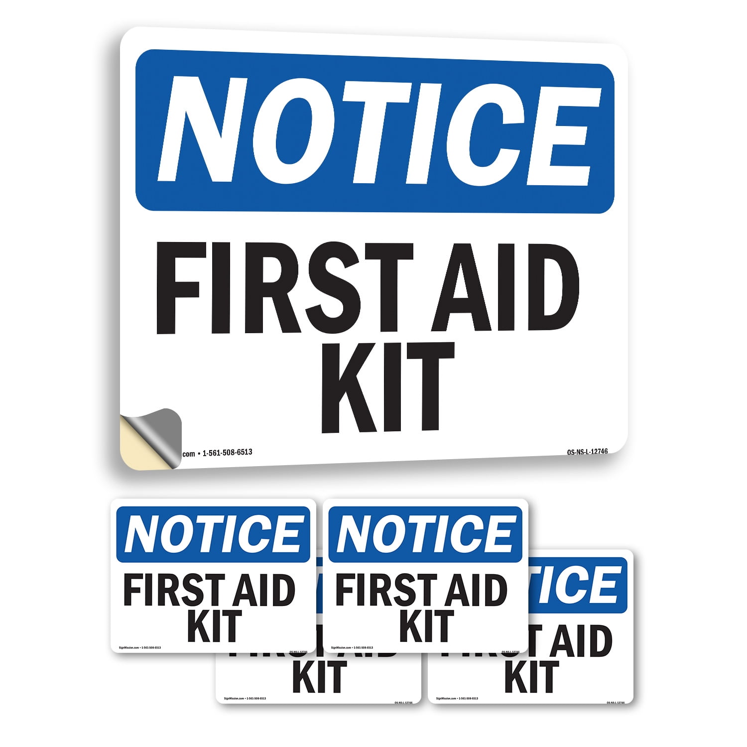 First Aid Kit OSHA Notice Vinyl Decal Label 18 Inch x 12 Inch - 5 Pack ...