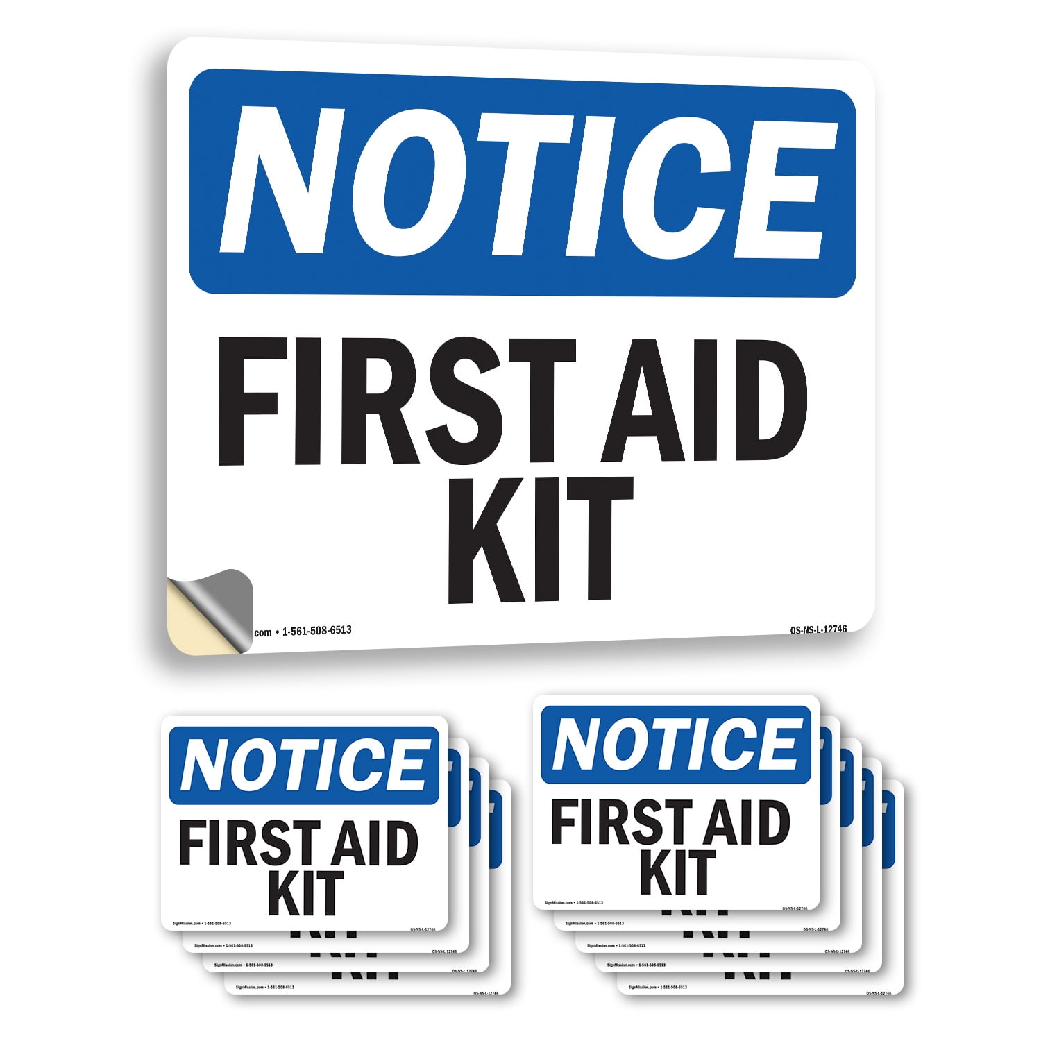 First Aid Kit OSHA Notice Vinyl Decal Label 5 Inch x 3.5 Inch - 10 Pack ...