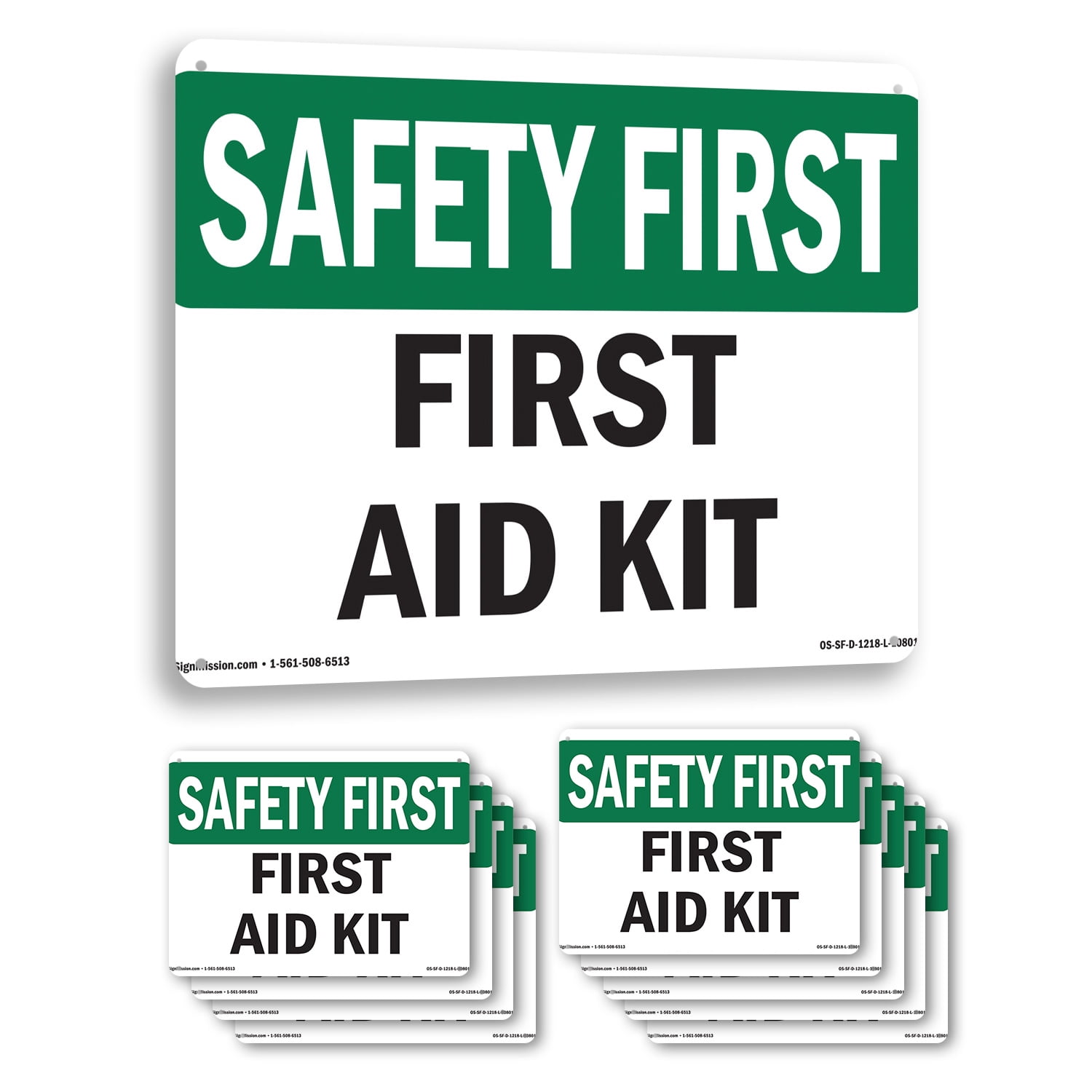 First Aid Kit OSHA SAFETY FIRST Rigid Plastic Sign 24 Inch x 18 Inch ...