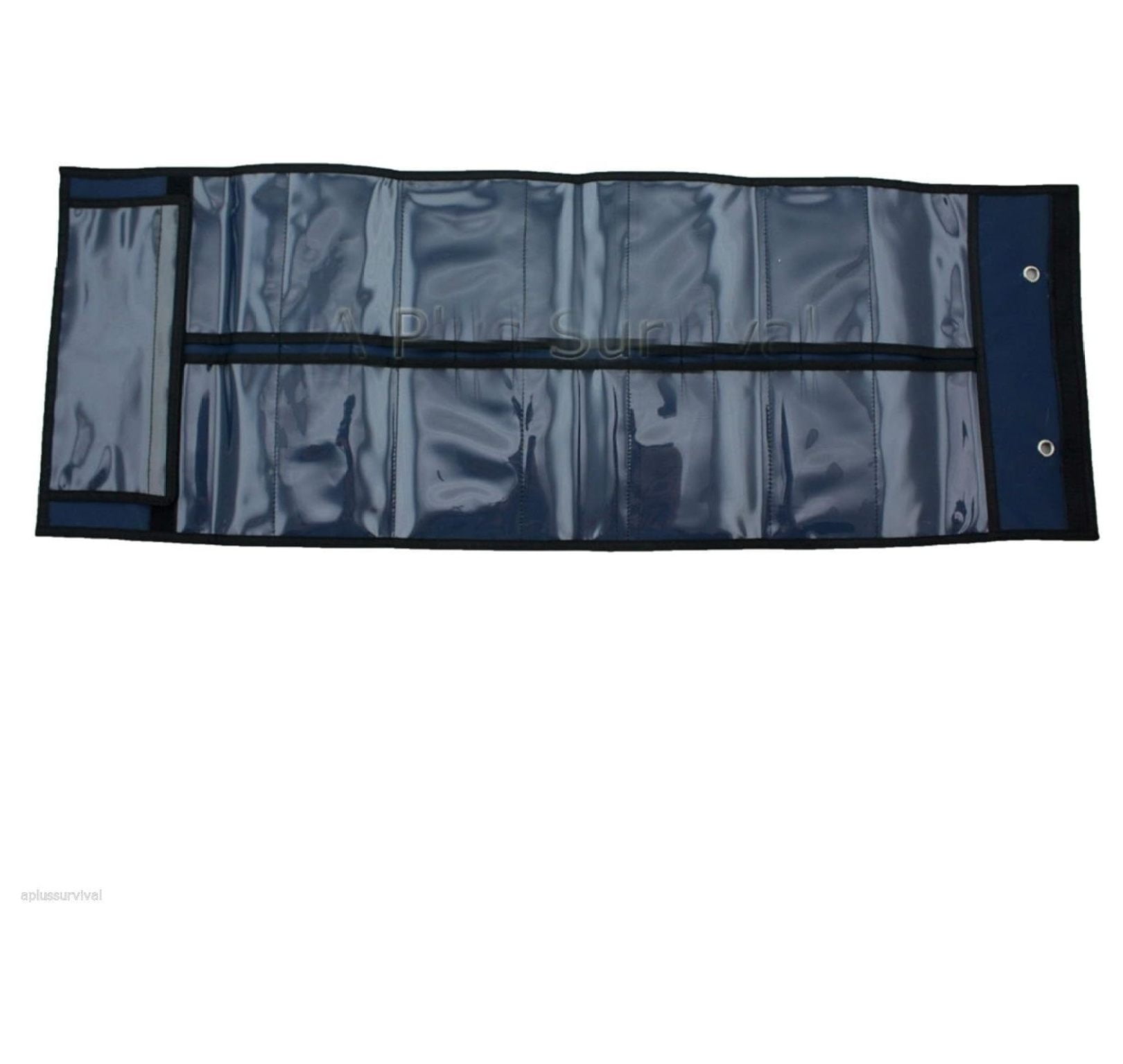 ] First Aid Kit Organizer - Blue Fold & Roll up Sleeve 15 Clear Pockets ...