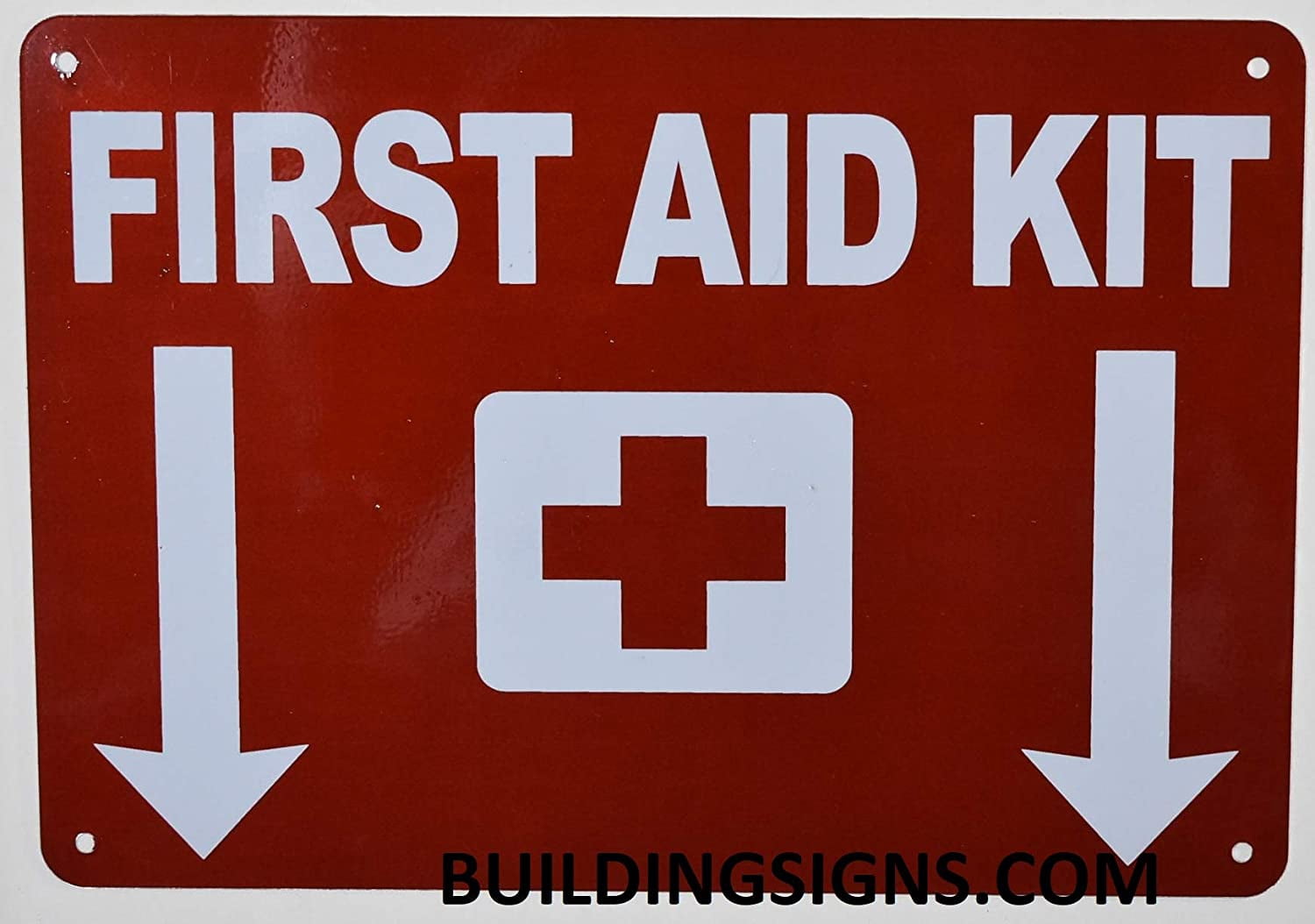 First Aid Kit Sign with Down Arrow Sign(red,Reflective, Aluminum 7X10 ...