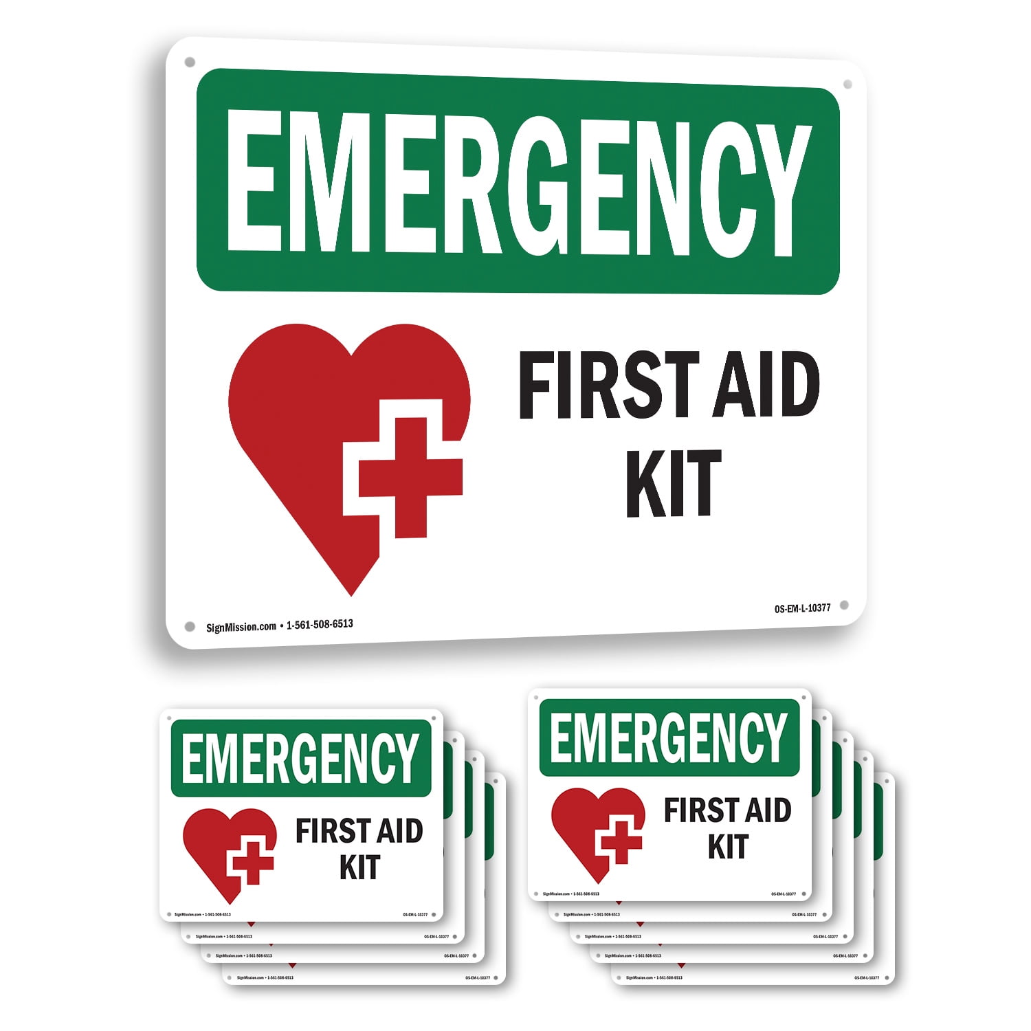 First Aid Kit With Symbol OSHA Emergency Aluminum Sign 10 Inch x 7 Inch ...
