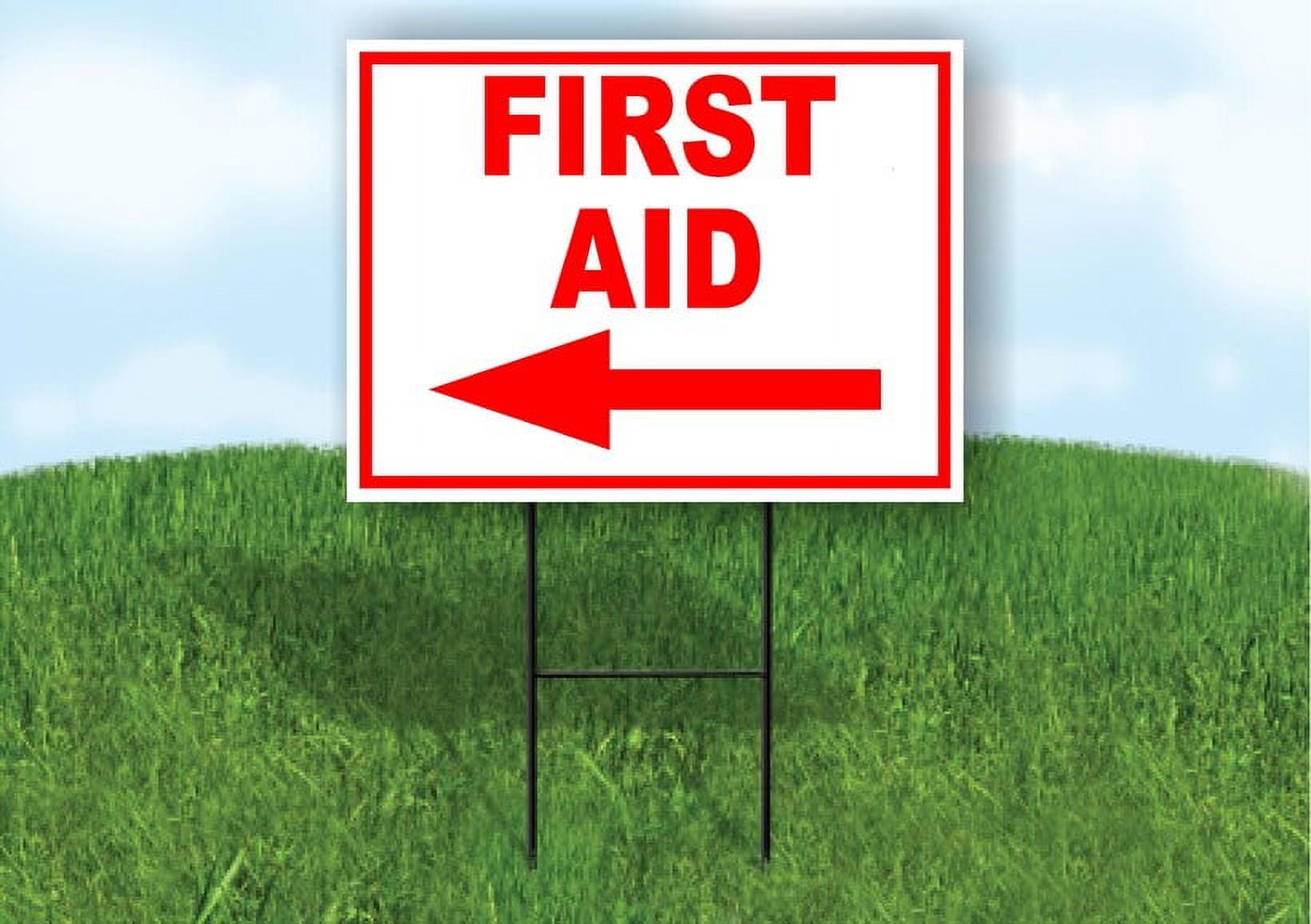 First Aid Left Arrow Red Single Sided Yard Sign Road Sign (Excluding ...