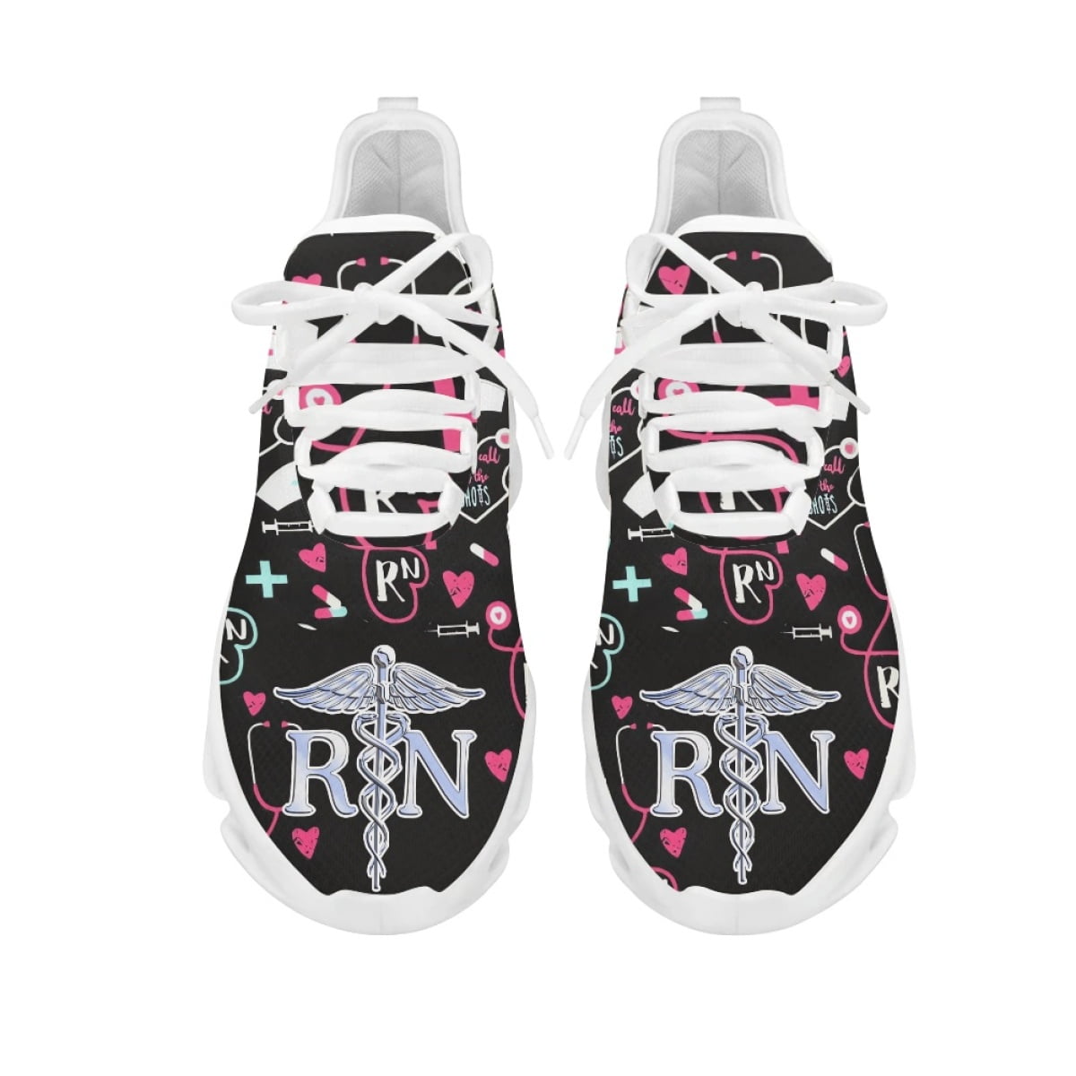 First Aid Logo Pattern Print Ladies Sneakers Round Toe Classic Running ...