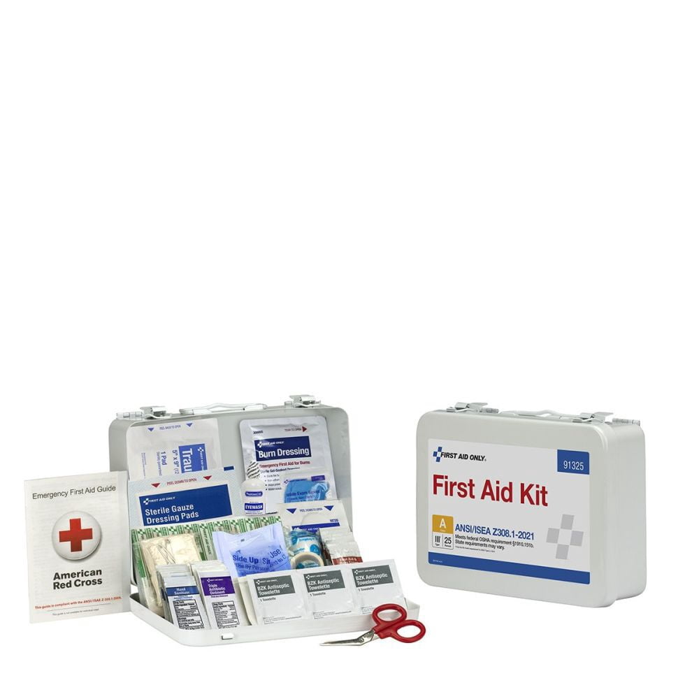 First Aid Only First Aid Kit 25 Person Metal Case Ansi Portable ...