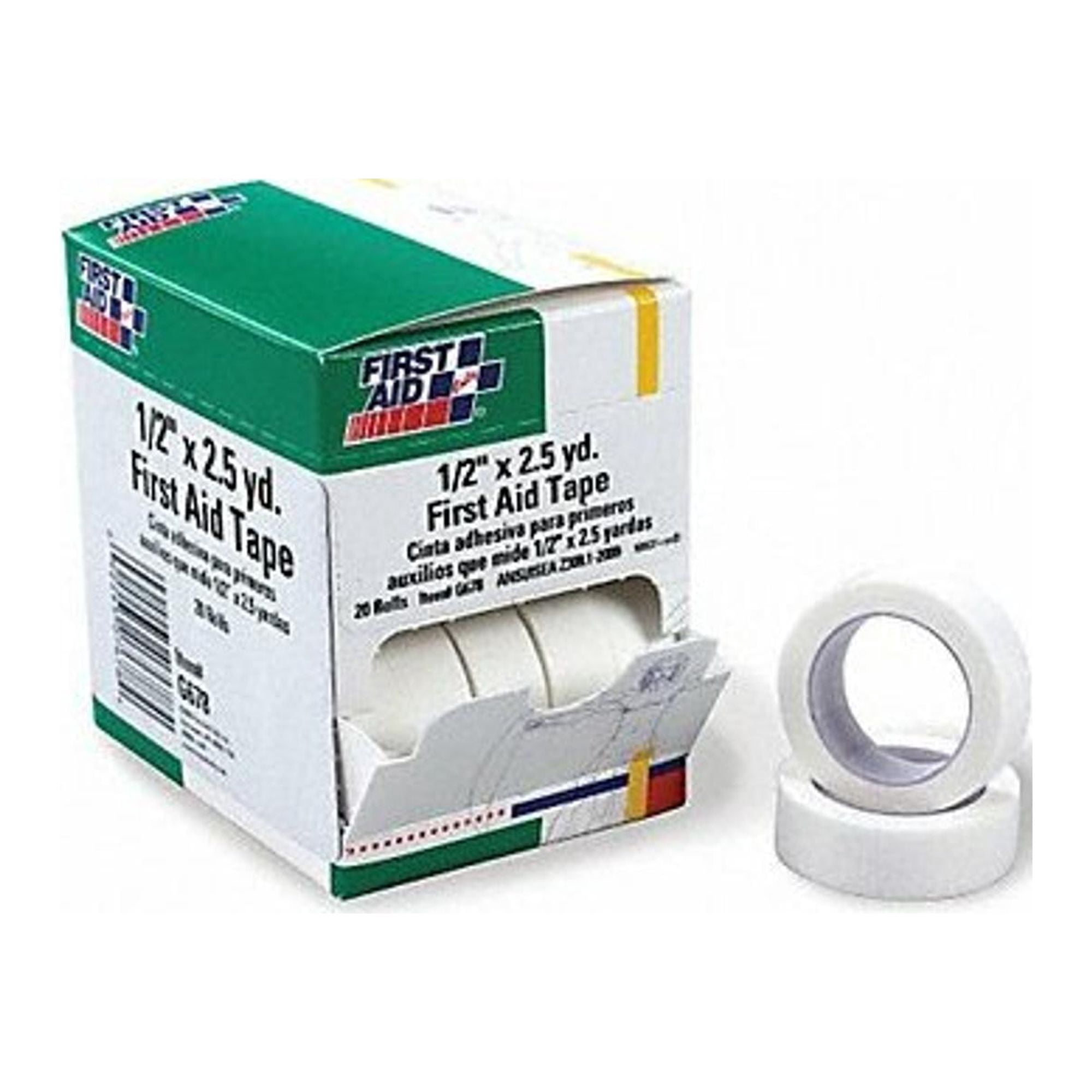 First Aid Only First Aid Tape, White, 1/2inW, 2-1/2yd., PK20 40JH09 HSA ...