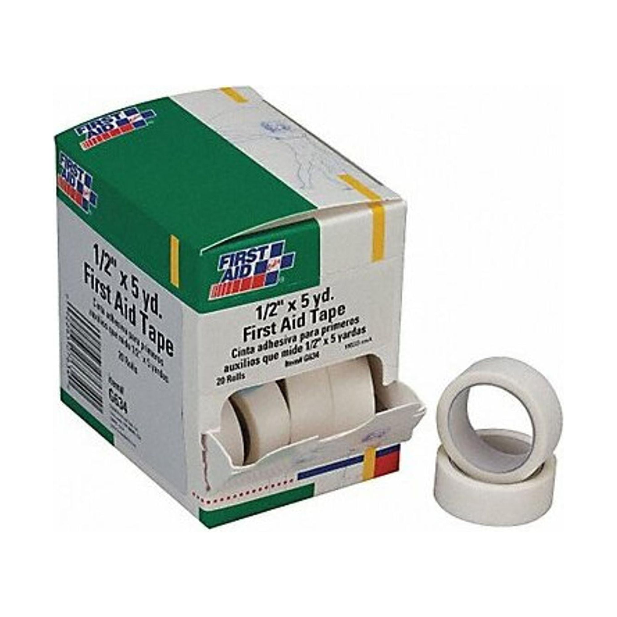First Aid Only First Aid Tape, White, 1/2 in. W, 5 in. L,PK20 40JH07 ...