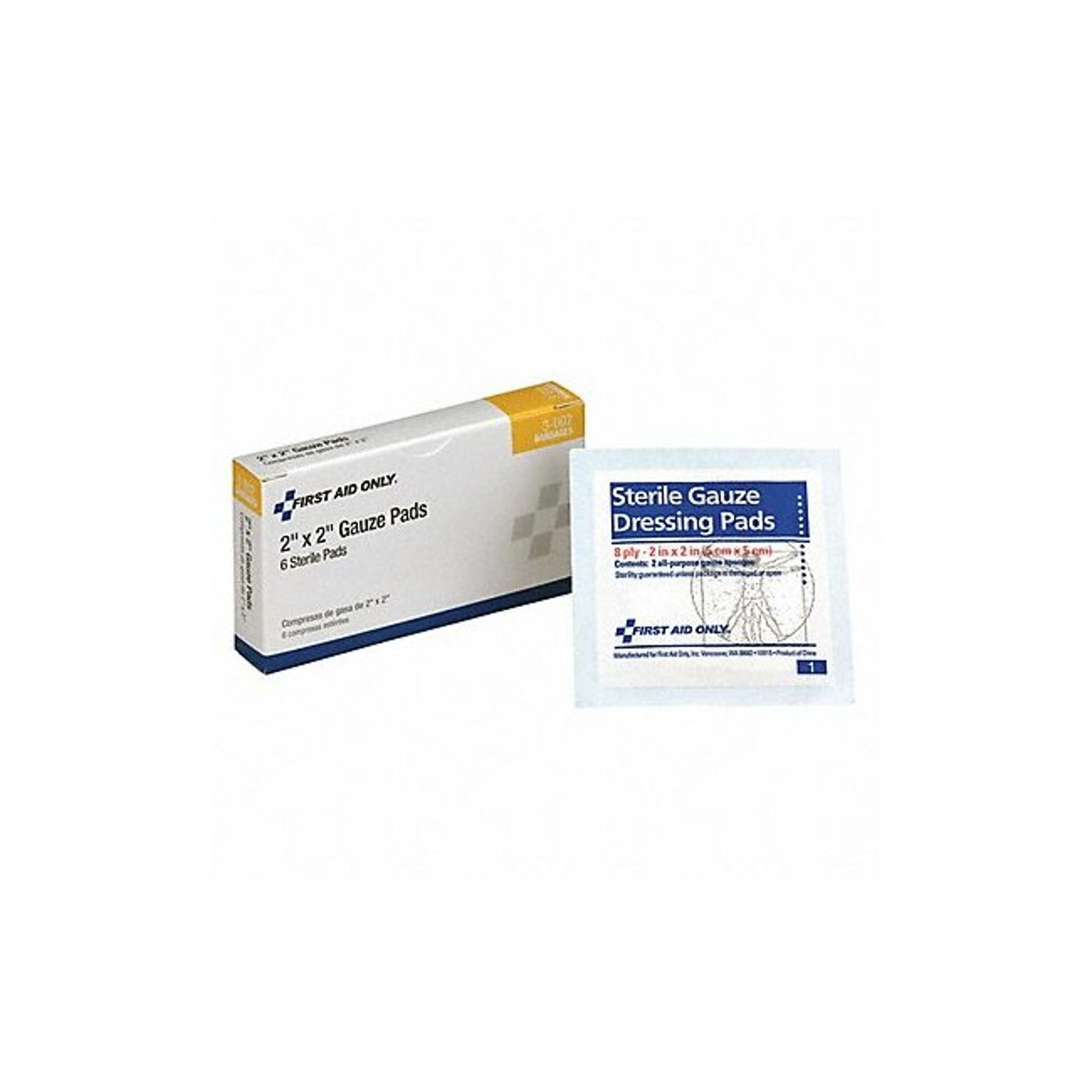 First Aid Only Gauze Pad, Sterile, White, No, Gauze, PK6 3-002 ...