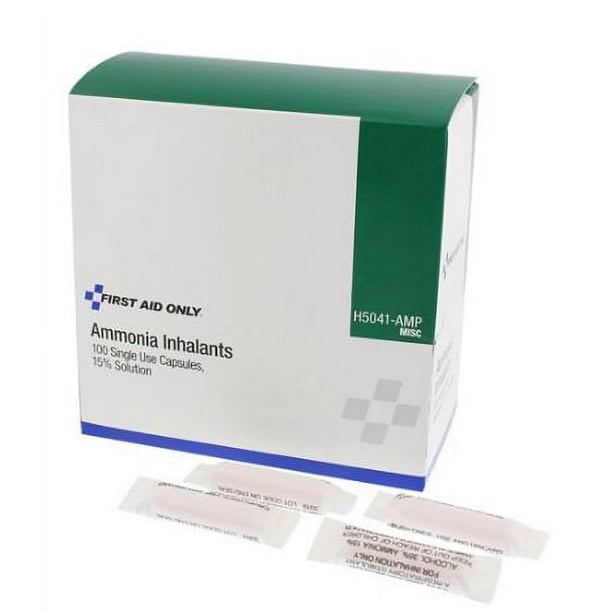 First Aid Only H5041-AMP Ammonia Inhalant Ampoules, 100 Per Box - Walmart Business Supplies