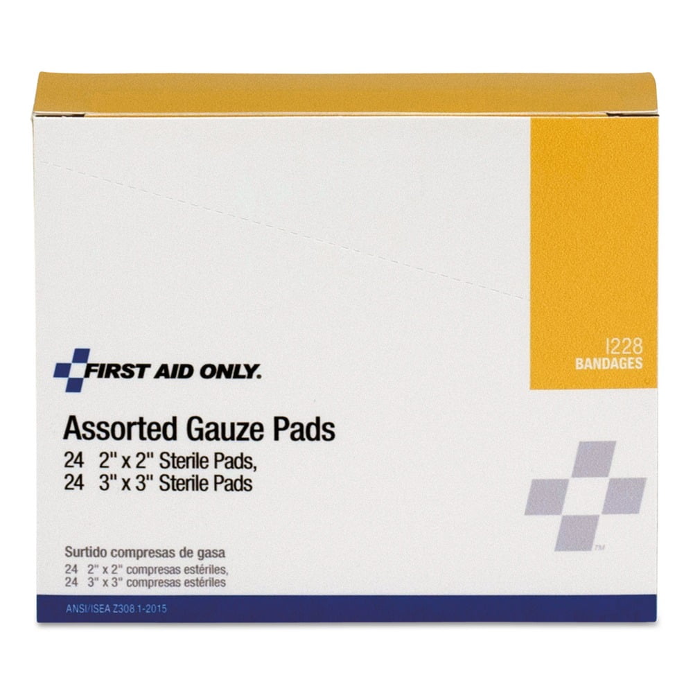 First Aid Only I228 2 in. x 2 in. and 3 in.x 3 in. Sterile Gauze Pads ...