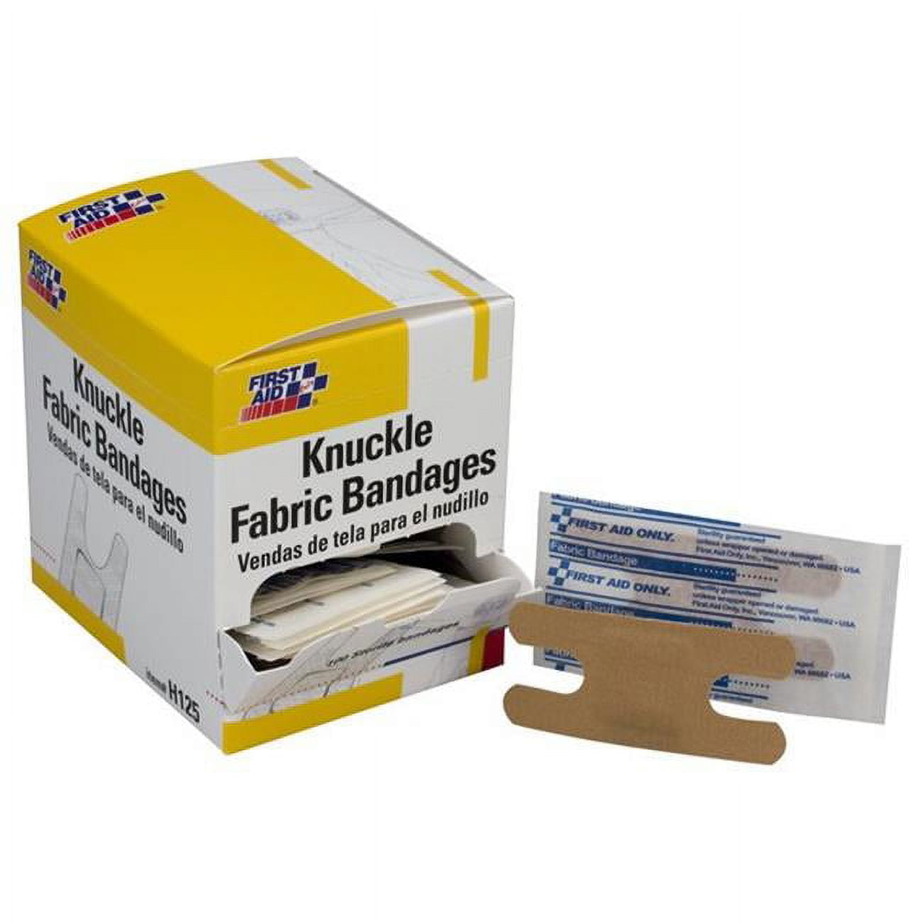 First Aid Only Knuckle Bandage, Fabric, 1-1/2 in. W, 100/Box H125 HSA ...