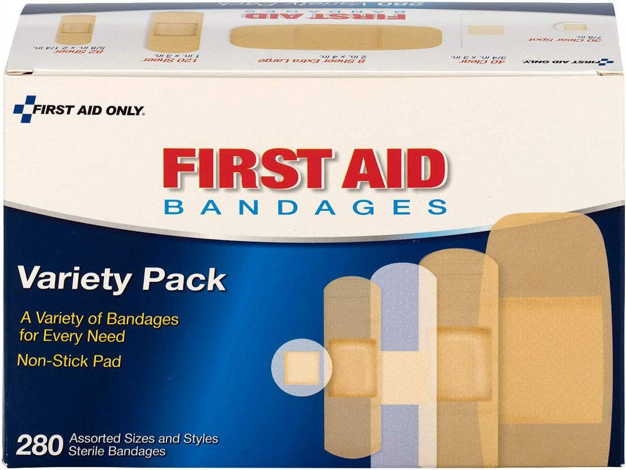 First Aid Only Sheer & Clear Bandage Variety Pack, 280 Count - Assorted ...