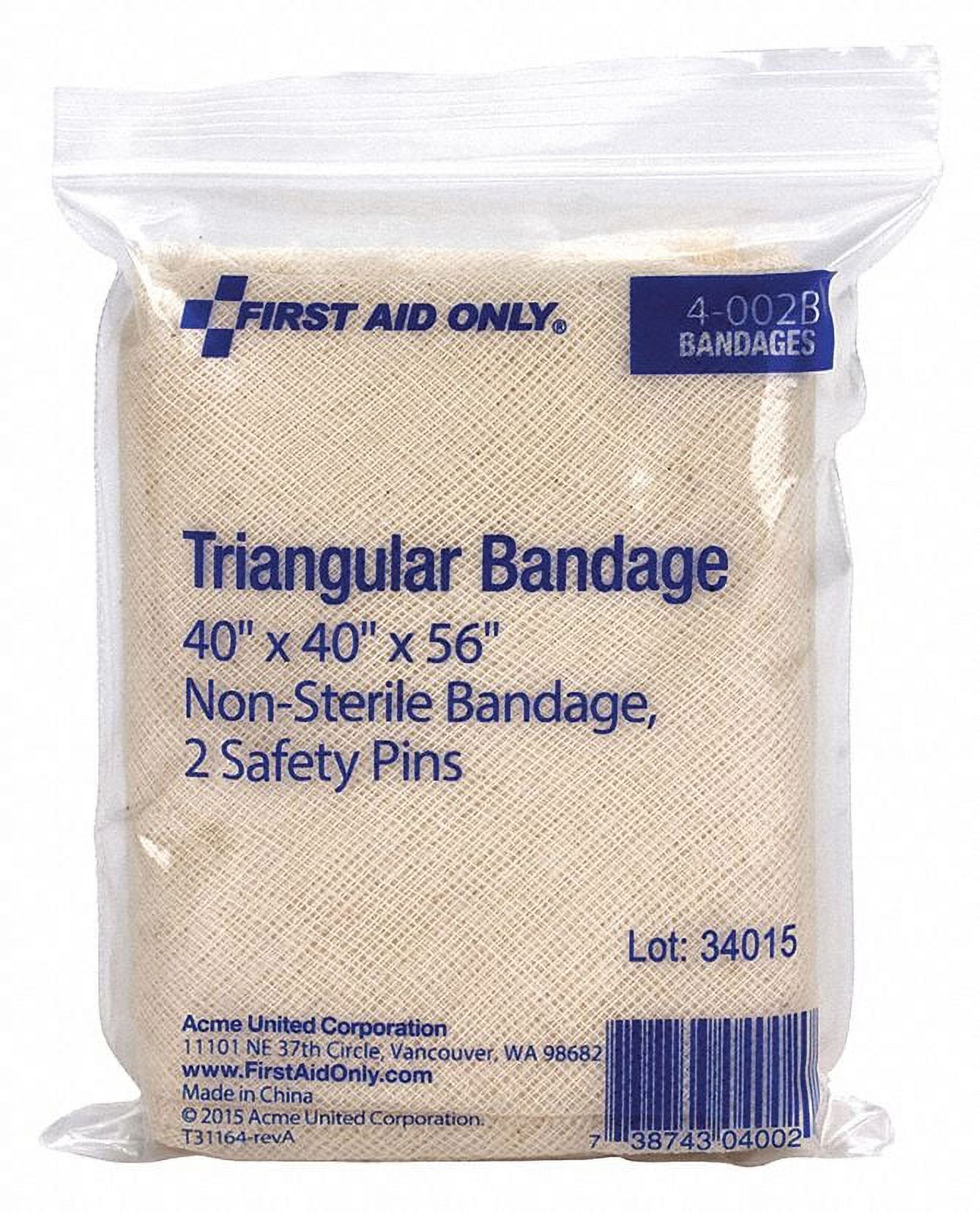 Acme United 4-002B First Aid Only Muslin Triangular Bandage, 40" X 40 ...