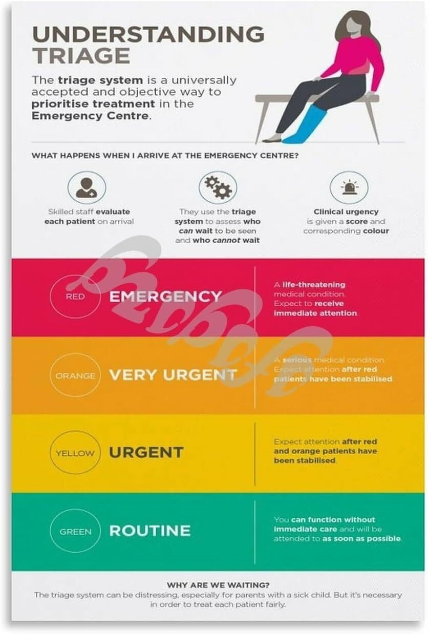 First Aid Posters Emergency Color Triage Categories Poster Hospital ...