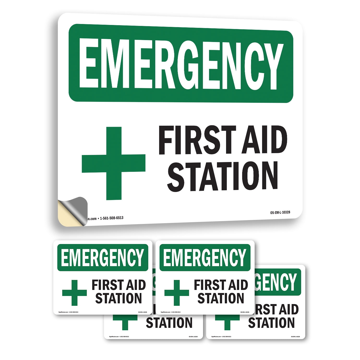 First Aid Station OSHA Emergency Vinyl Decal Label 5 Inch x 3.5 Inch ...