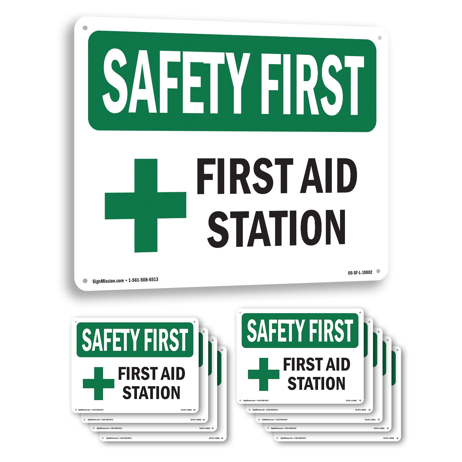 First Aid Station OSHA SAFETY FIRST Aluminum Sign 24 Inch x 18 Inch ...