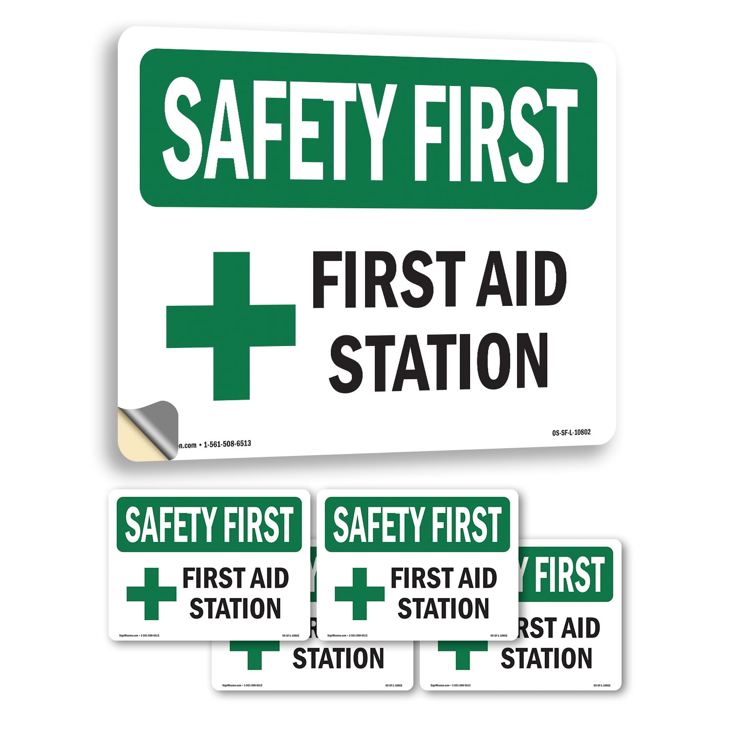 First Aid Station OSHA SAFETY FIRST Vinyl Decal Label 24 Inch x 18 Inch ...