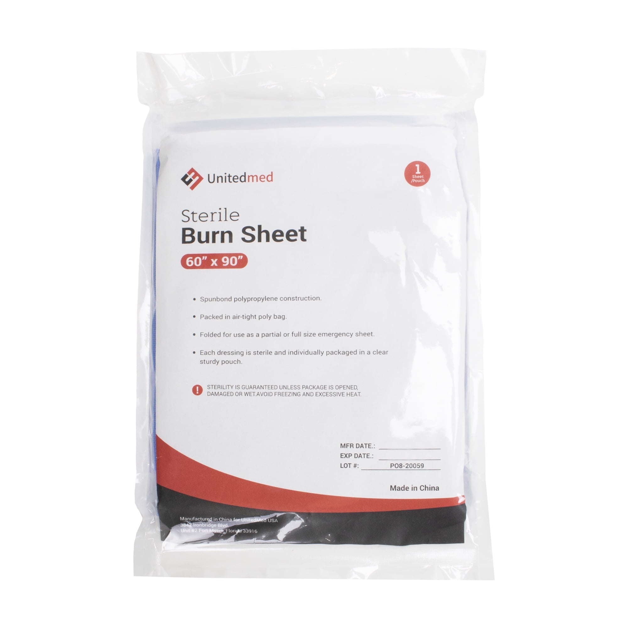 First Aid Sterile Burn Sheet Blanket, 60in x 90in, Disposable, each ...