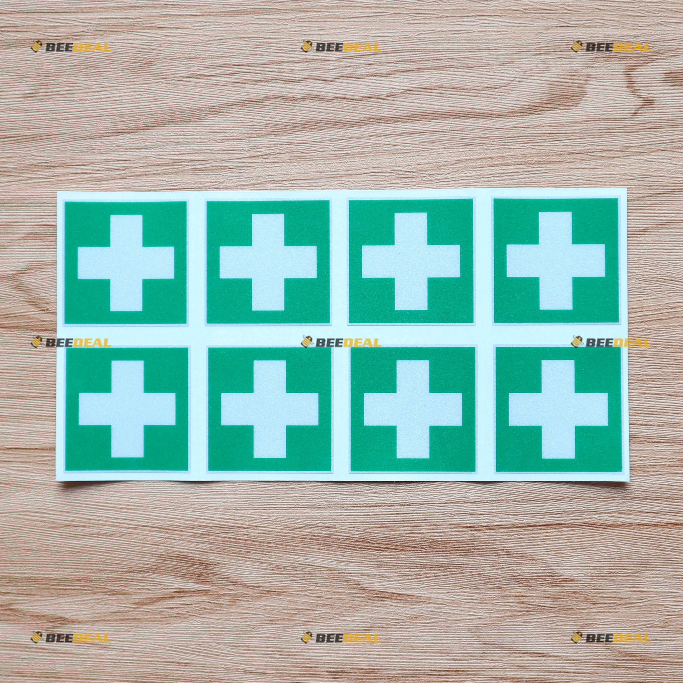 First Aid Symbol Cross Universal Green Decal Vinyl Sticker - 8 Pack ...
