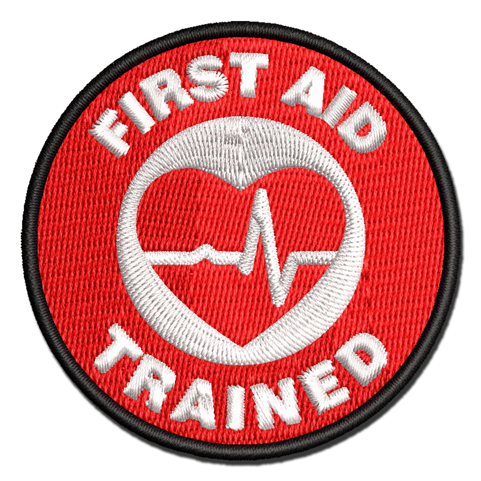 First Aid Trained EKG Heart Applique Multi-Color Embroidered Hook ...