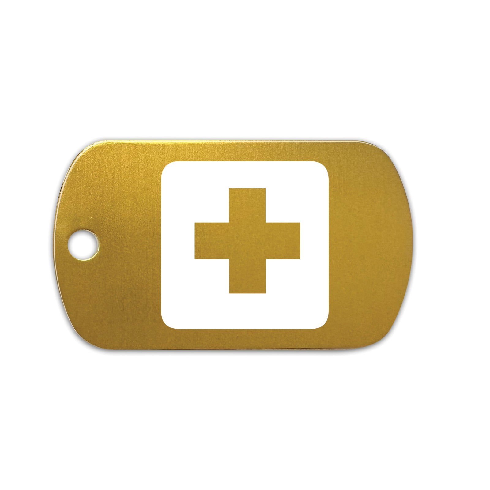 First Aid V2 GI Dog Tag Aluminum Keychain icon - Gold - Walmart.com