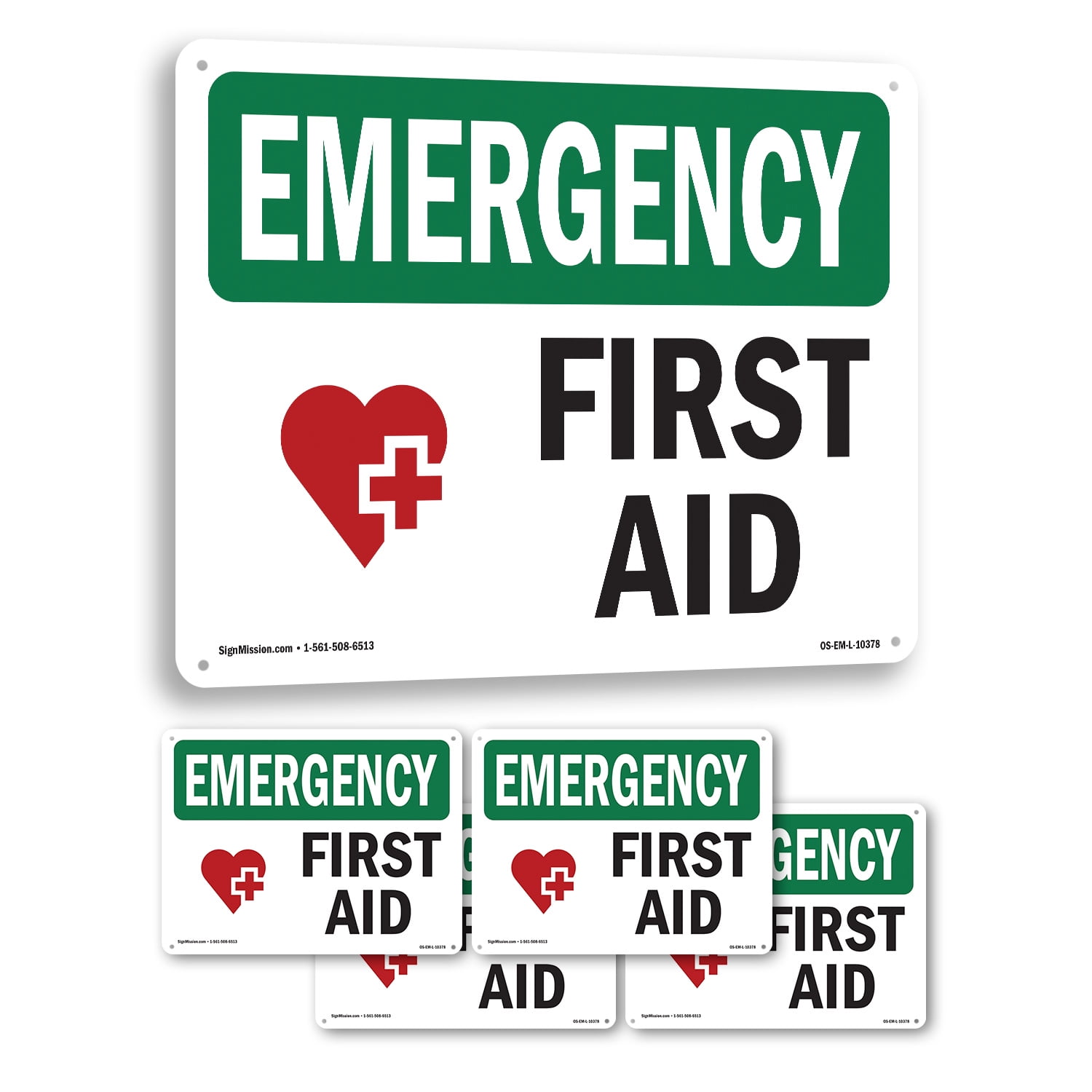 First Aid With Symbol OSHA Emergency Rigid Plastic Sign 10 Inch x 7 ...