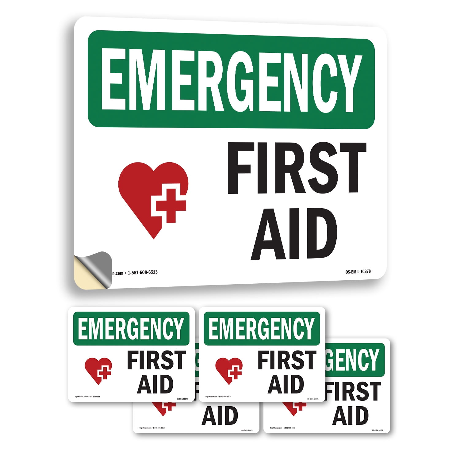First Aid With Symbol OSHA Emergency Vinyl Decal Label 24 Inch x 18 ...