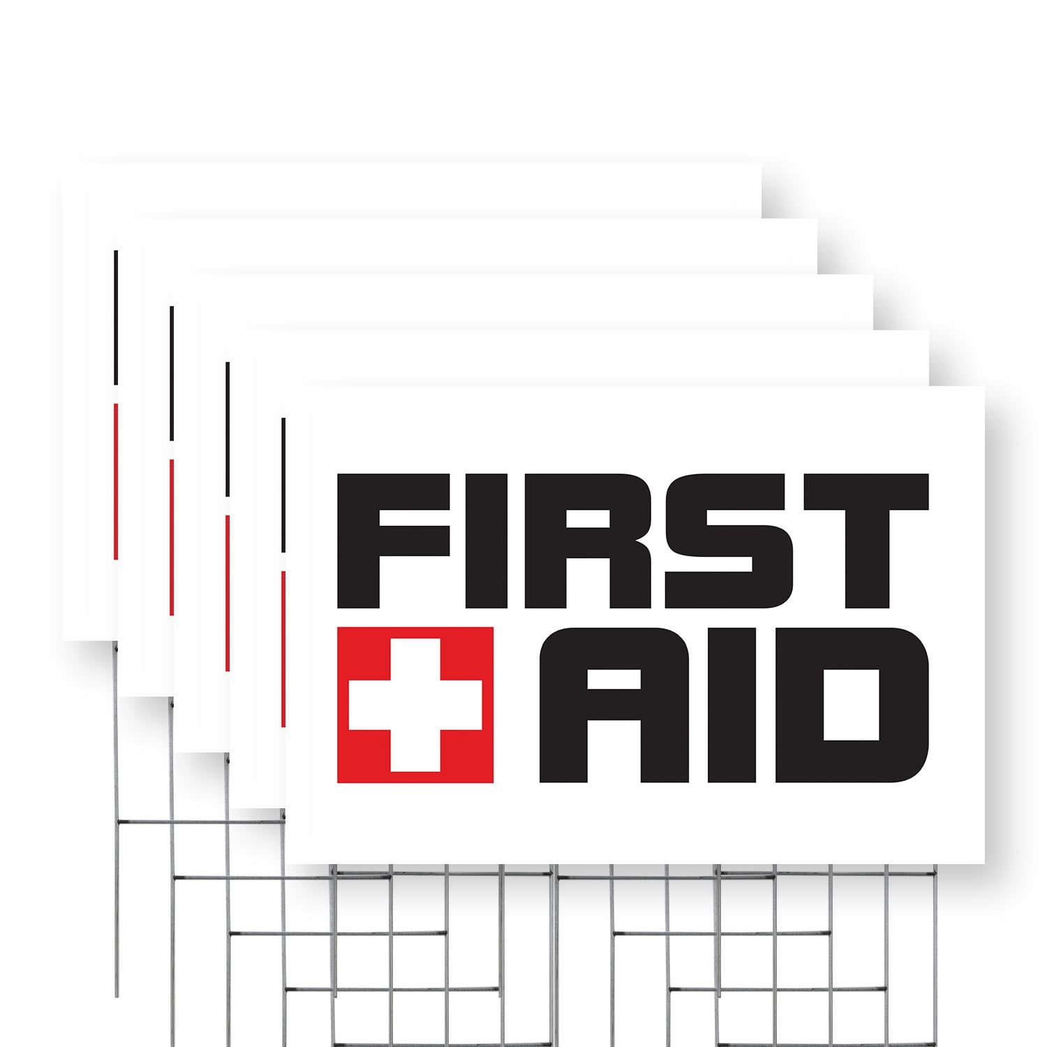 First Aid Yard Sign 5 Pack of 24 Inch x 36 Inch Single Sided ...