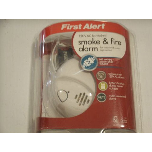 First Alert 120-Volt AC Hard-Wired Smoke Alarm with Battery Backup Item ...