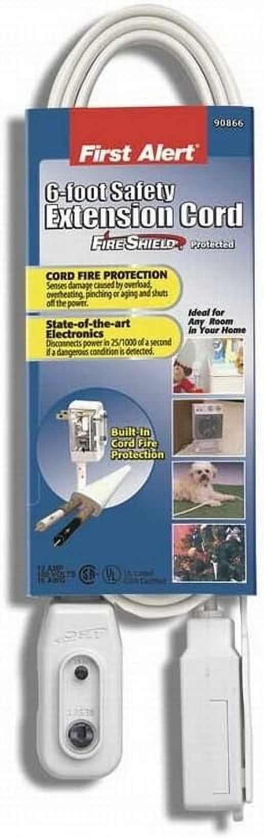 First Alert 90866 LCDI Safety Extension Cord, Protected with Fire ...