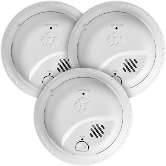 BRK, Smoke Alarm, SMI105-AC, Hardwire Interconnect 10-Year Battery 3pk ...